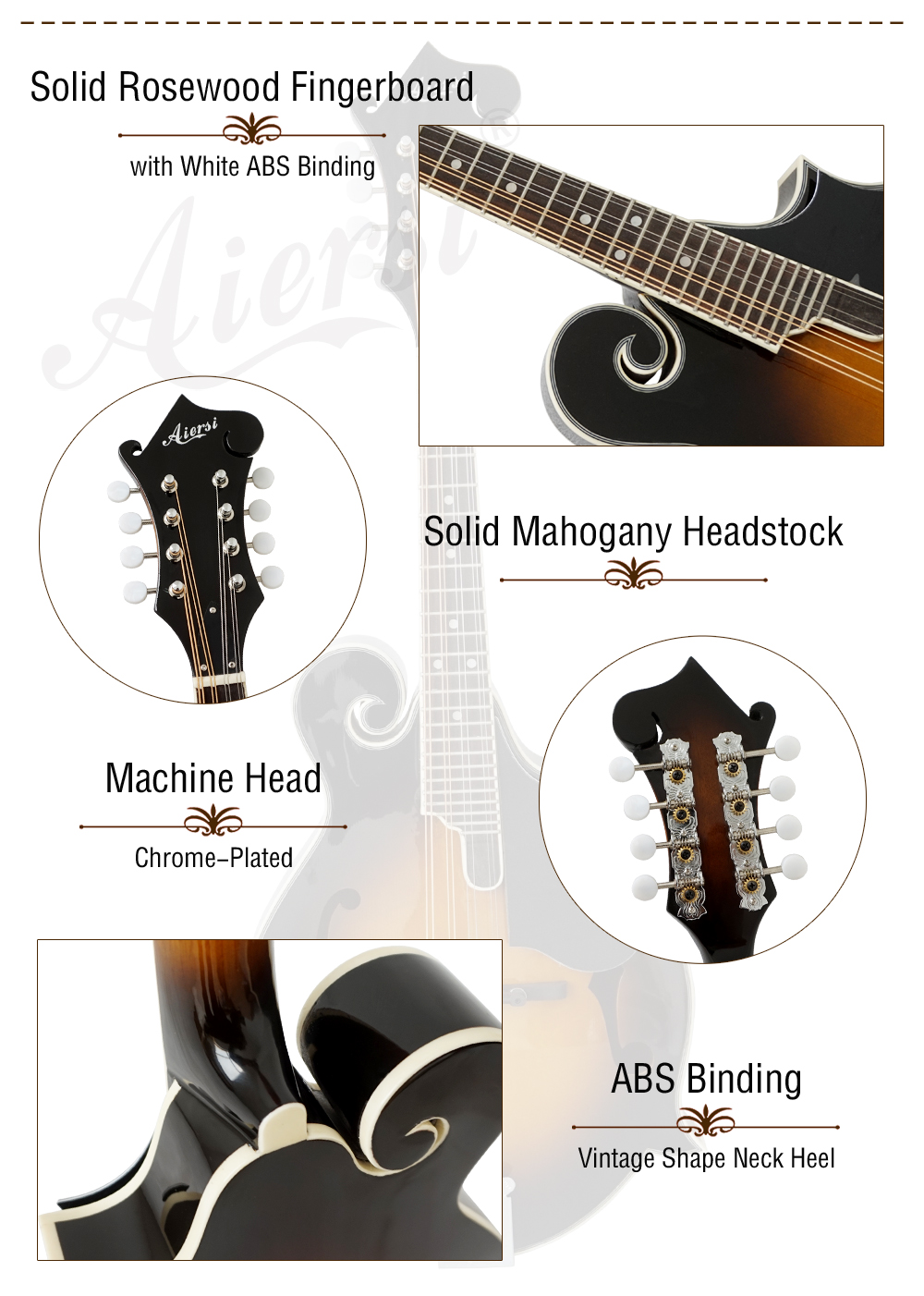 Glossy Sunburst Vintage F Style Mandolin – Aiersi Music