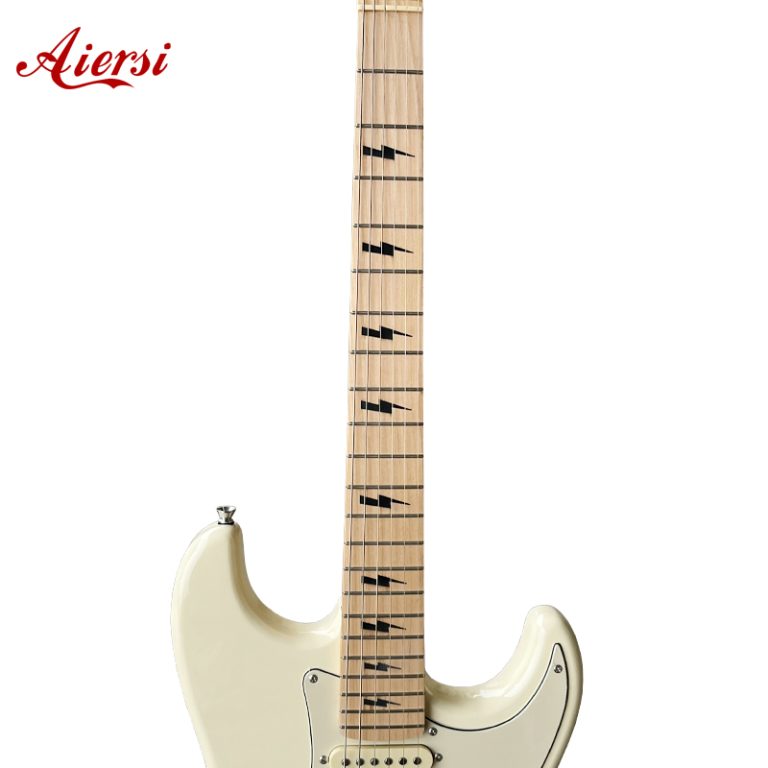 Cream White Colour Lightning Strato Style Electric Guitar – Aiersi Music