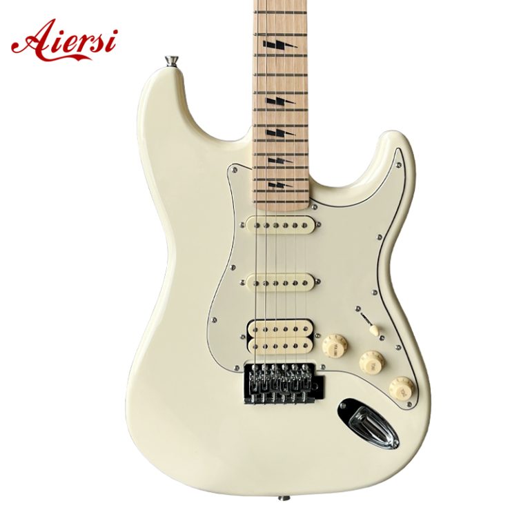 Cream White Colour Lightning Strato Style Electric Guitar – Aiersi Music